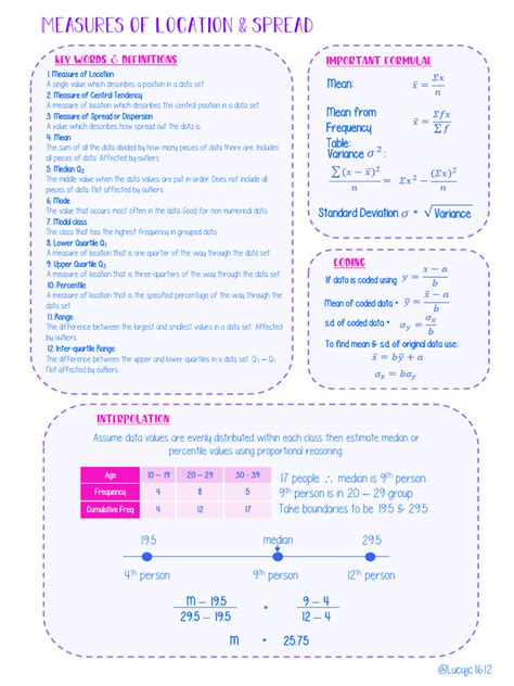 A Level Stats 3 Measures Of Location Spread Pdf Median Statistics