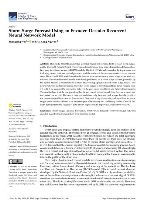 PDF Storm Surge Forecast Using An EncoderDecoder Recurrent Neural