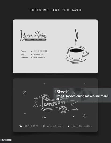 흰색과 회색 배경의 커피숍 직원 Id에 대한 명함 또는 Id 카드 템플릿 초대장에 대한 스톡 벡터 아트 및 기타 이미지