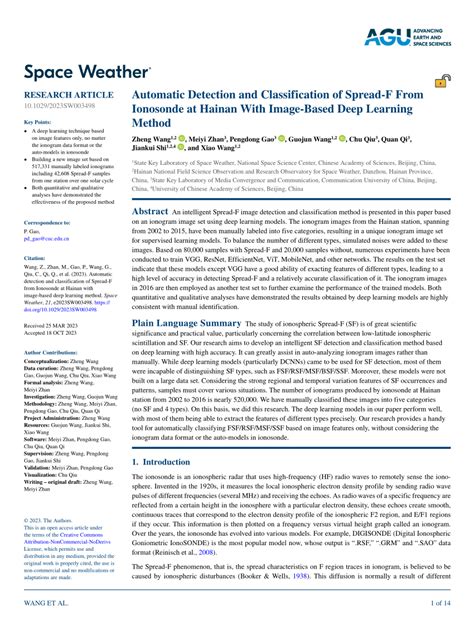 Pdf Automatic Detection And Classification Of Spread‐f From Ionosonde