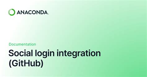 Social Login Integration Github Anaconda
