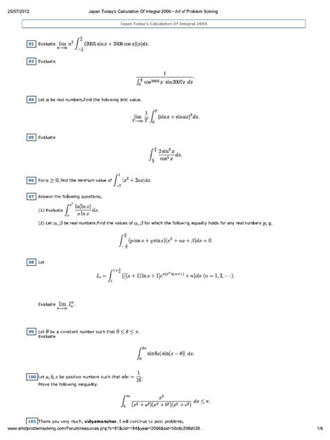 Calculation Of Integral 2006 Pdf