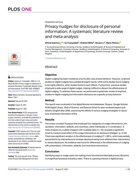Pdf Privacy Nudges For Disclosure Of Personal Information A Systematic Literature Review And