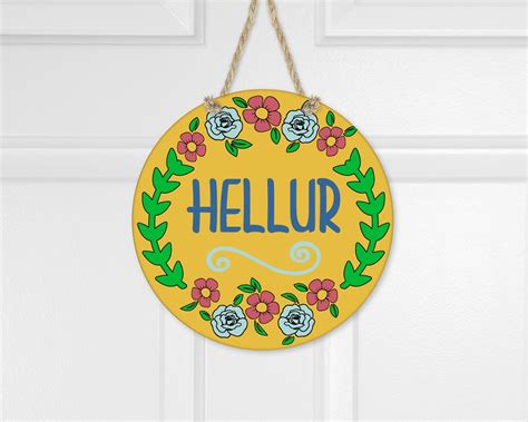 Hellur Sign Funny Hanging Signs Welcome Sign Hellur Door Etsy