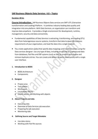 Sap Business Objects Data Services Toc PDF