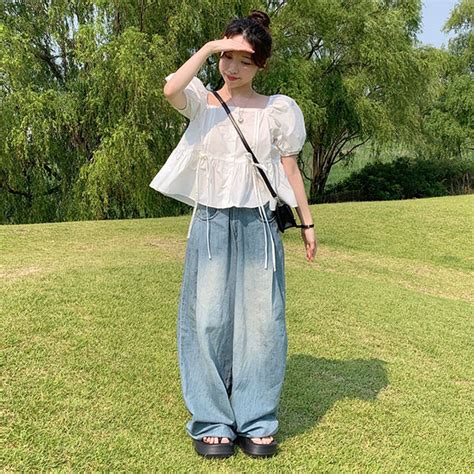 에이비글 리얼 와이드🍦 블루씰 핀턱 빈티지블루 워싱 와이드 데님 팬츠 하이웨스트 벌룬 연청 중청 여름 가을 청바지