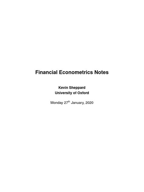 Financial Econometrics Notes Pdf