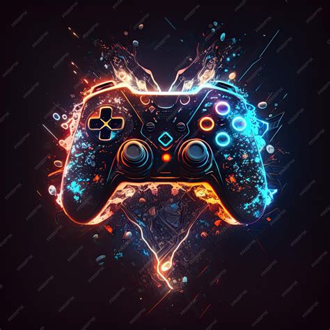 Premium Photo Abstract Neon Light Game Controller Artwork Design Digital Art Wallpaper Glowing