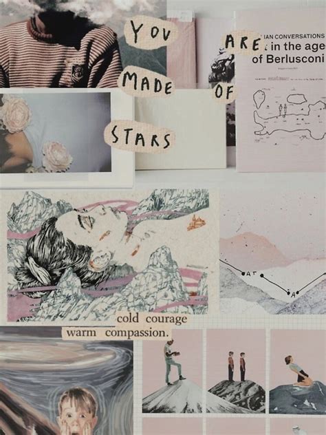 Faded Pink Aesthetic Collage Instagram Mood Board Theme Wallpaper