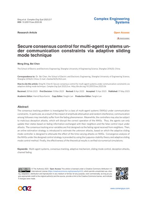 Pdf Secure Consensus Control For Multi Agent Systems Under