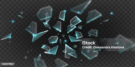 깨진 유리 산산조각 폭발 투명한 배경에 벡터 날카로운 얼음 조각 3d 파편 부서진 유리에 대한 스톡 벡터 아트 및 기타 이미지