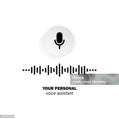 개인 비서 및 음성 인식 아이콘은 검은색입니다 음파가 있는 마이크 격리된 흰색 배경의 벡터입니다 Eps 10 Speech Recognition에 대한 스톡 벡터 아트 및
