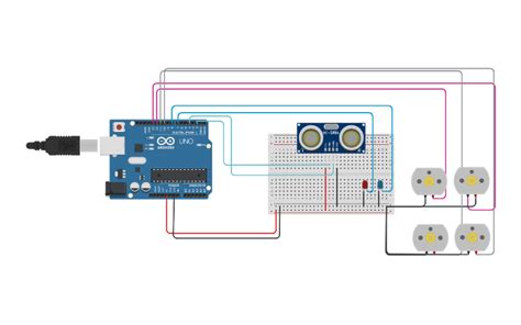 Circuit Design Laura Perez C Motor Y Leds Con Sensor Ultrasonico Tinkercad