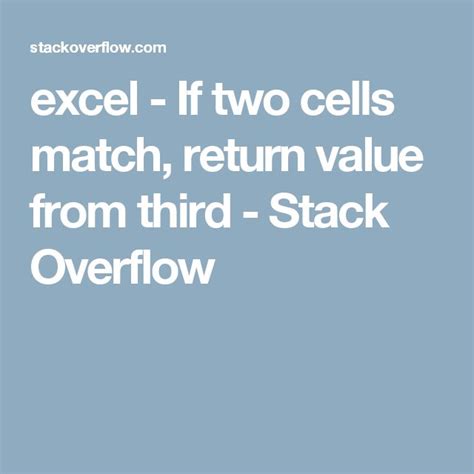 excel if two cells match return value from third stack overflow