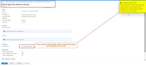 azure policy for inheriting tags from resource group is giving error