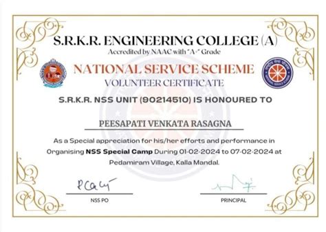 Venkata Rasagna Peesapati On Linkedin Nss Pedhamiramvillage Srkr
