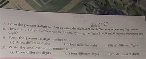 Form The Greatest 4 Digit Number By Using The Digits 2 01106620 How Many