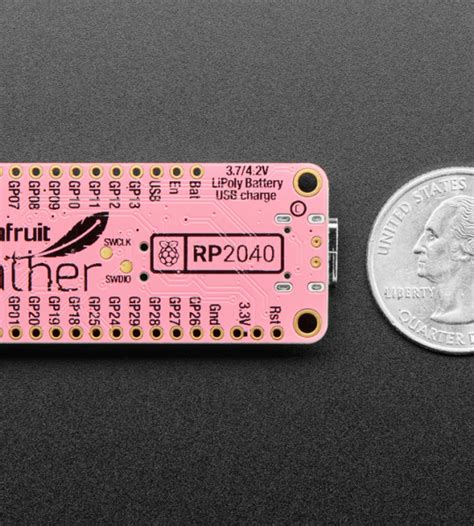 Pink Adafruit Feather Rp2040