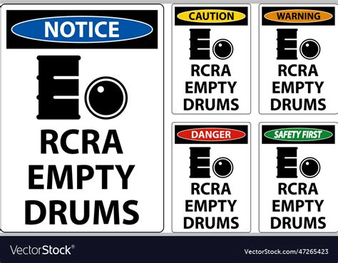 Notice Sign Rcra Empty Drums On White Background Vector Image
