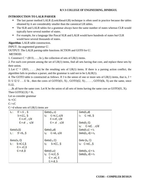 Introduction To Lalr Parser Error Handler And Recovery In Syntax Analyzer Pdf Parsing Syntax