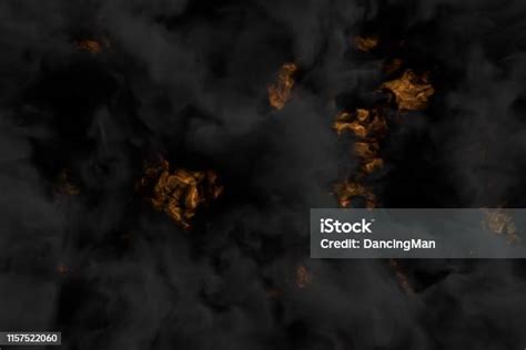 녹는 환상 벽난로 배경에 조밀 한 연기 화재 3d 그림 개념에 대한 스톡 사진 및 기타 이미지 개념 거친 디지털 생성