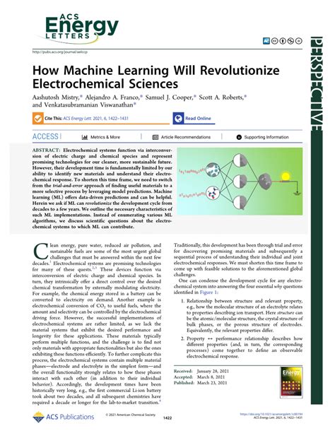 Pdf How Machine Learning Will Revolutionize Electrochemical Sciences