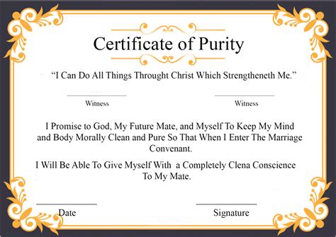 Free Sample Certificate Of Purity Templates