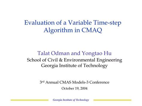 Ppt Evaluation Of A Variable Time Step Algorithm In Cmaq Powerpoint