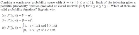 Solved Consider A Continuous Probability Space With S X Chegg Com