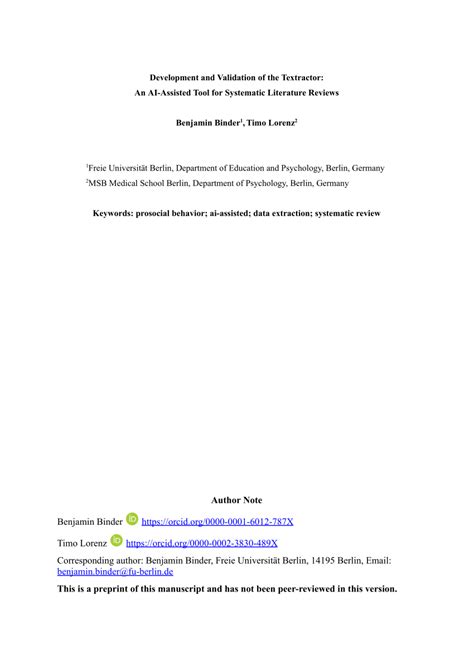 Pdf Development And Validation Of The Textractor An Ai Assisted Tool