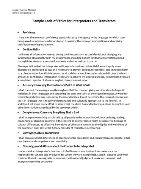 Interpreter Ethics Guide Pdf Confidentiality Language Interpretation