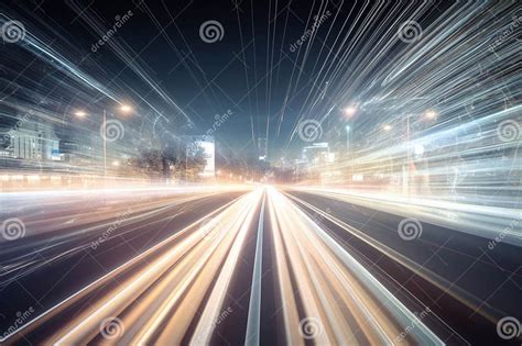 high speed with binary code numbers on motion blurred path or track