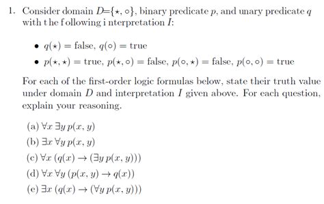 Solved 1 Consider Domain D O Binary Predicate P And