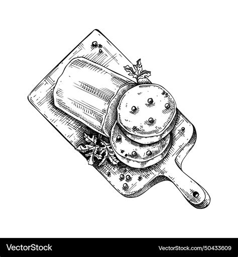 Foie Gras Vintage Drawing European Food Sketch Vector Image