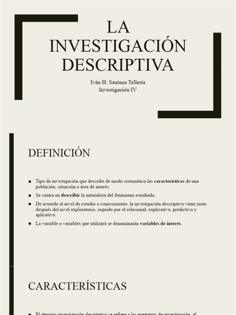 La Investigación Descriptiva Pdf Media Science