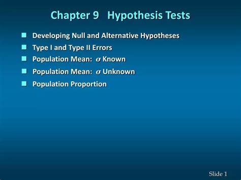 ppt chapter 9 hypothesis tests powerpoint presentation free download