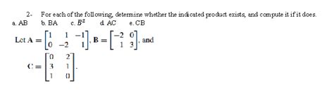 Solved For Each Of The Following Determine Whether The Chegg