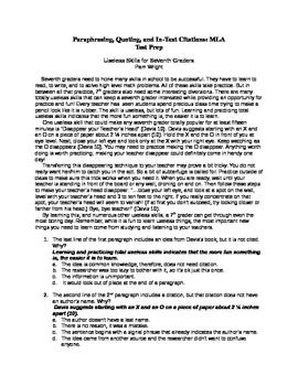 Research Paraphrasing Quoting In Text Citations By Pamela Wright