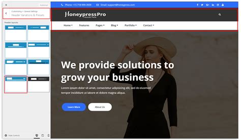 How To Customize The Header Presets In Honeypress Pro Spicethemes Help Center
