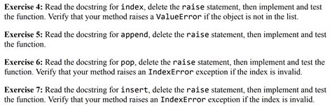 Solved I Am Not Sure How To Do Implement Exercises 4 7 In Chegg Com