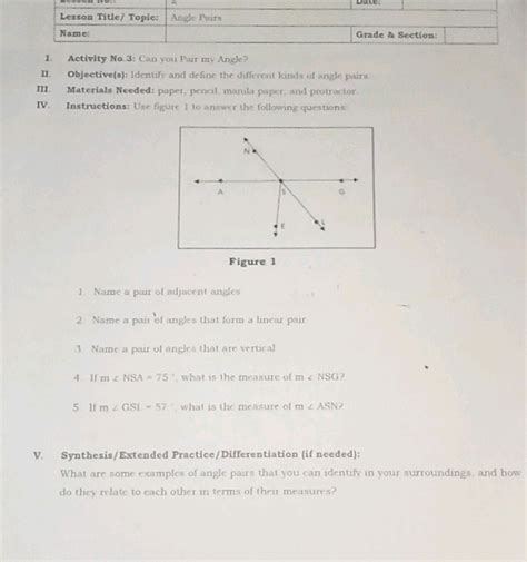 Lesson Title Topie Angle Puirs Name Grade A StudyX