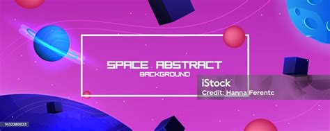 별과 행성과 3d 모양 큐브와 구체가있는 공간 추상적 인 배경 벡터 배너 건설 프레임에 대한 스톡 벡터 아트 및 기타 이미지 건설 프레임 과학 그래픽 사용자