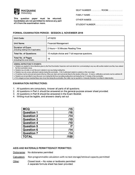 Final Exam 2018 Questions And Answers Warning Tt Undefined