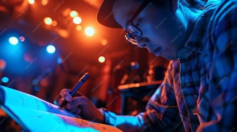 Premium Photo A Candid Shot Of A Comedian Scribbling Jokes In A