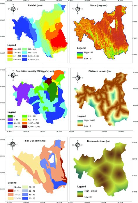 Maps Showing The Spatial Distribution Of Some Of The Explanatory