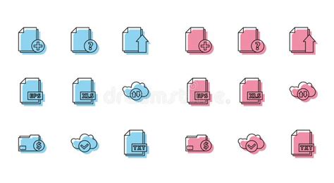 Set Line Finance Document Folder Cloud With Check Mark Add New File