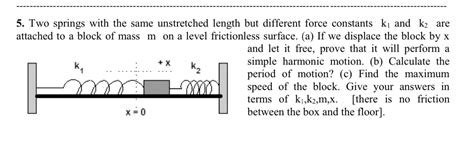 Solved Two Springs With The Same Unstretched Length But