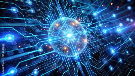 Futuristic Neural Network Visual Representation With Glowing Blue