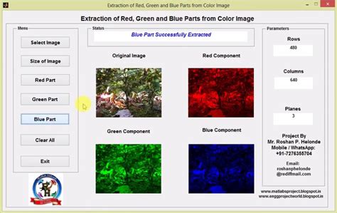 Matlab Project Code Extraction Of Red Green And Blue Color From Color Images ~ Matlab Project Codes