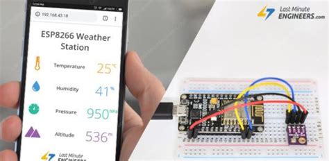 Create A Simple Esp8266 Weather Station With Bme280 Weather Station Station Esp8266 Projects